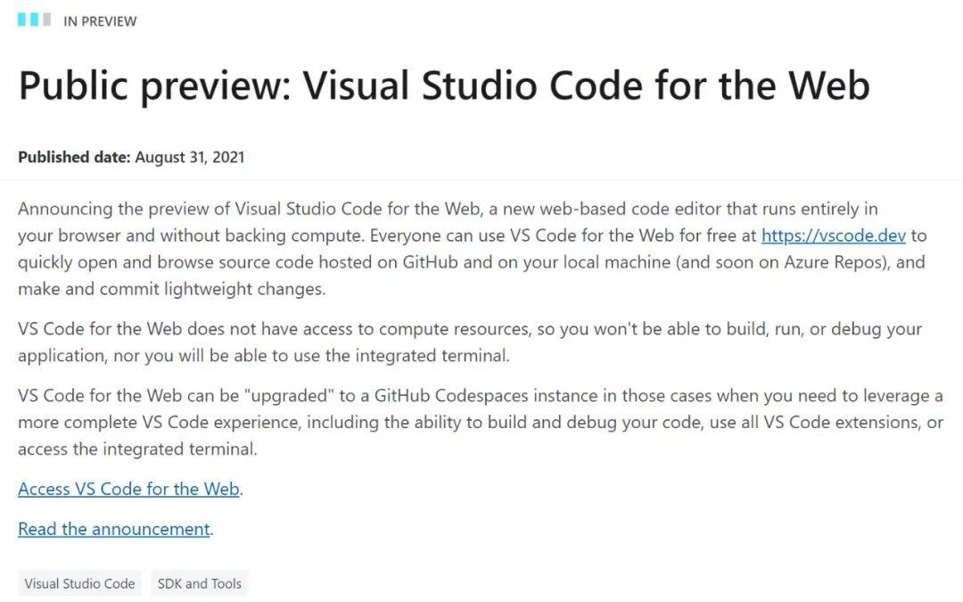 Web 版 VS Code 上线：最好用的 IDE 终于发布网页版，然而微软发完秒删 - 知乎