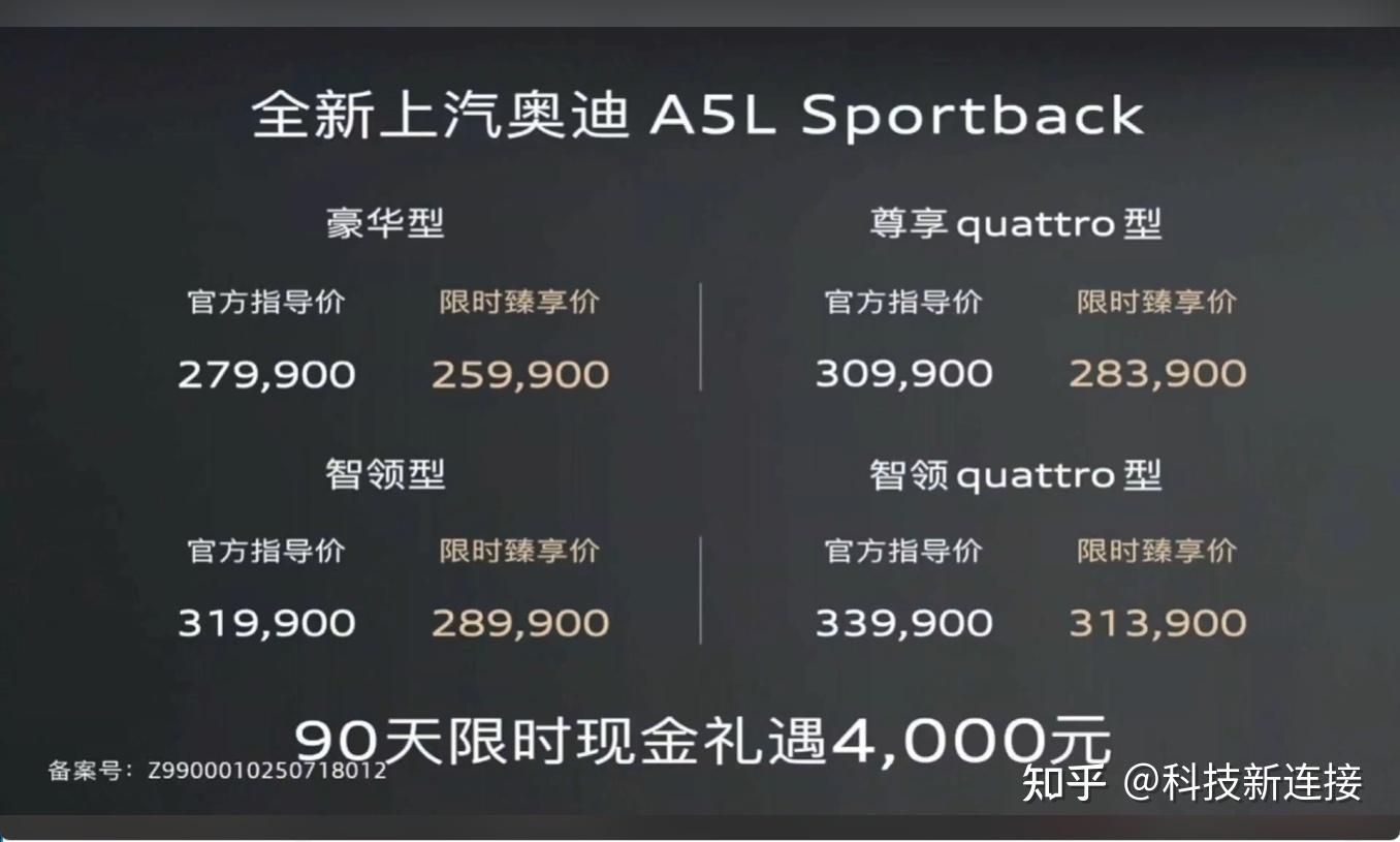 上汽奥迪A5L Sportback上市：最低25.99万元即可畅享华为乾崑智驾 - 知乎