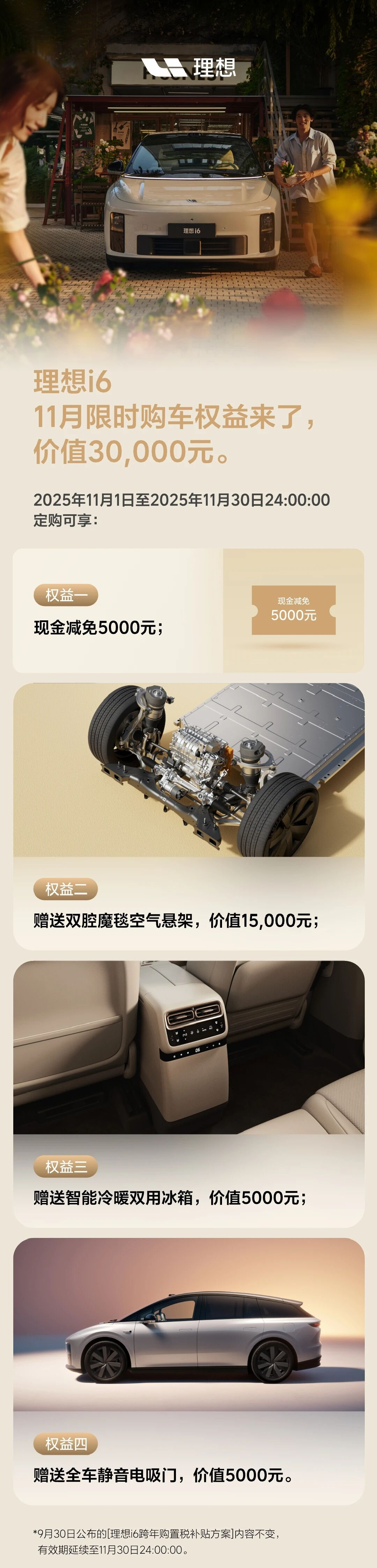 理想i6 11月购车权益公布：总价值3万元，相较首销缩水5000元 - 知乎
