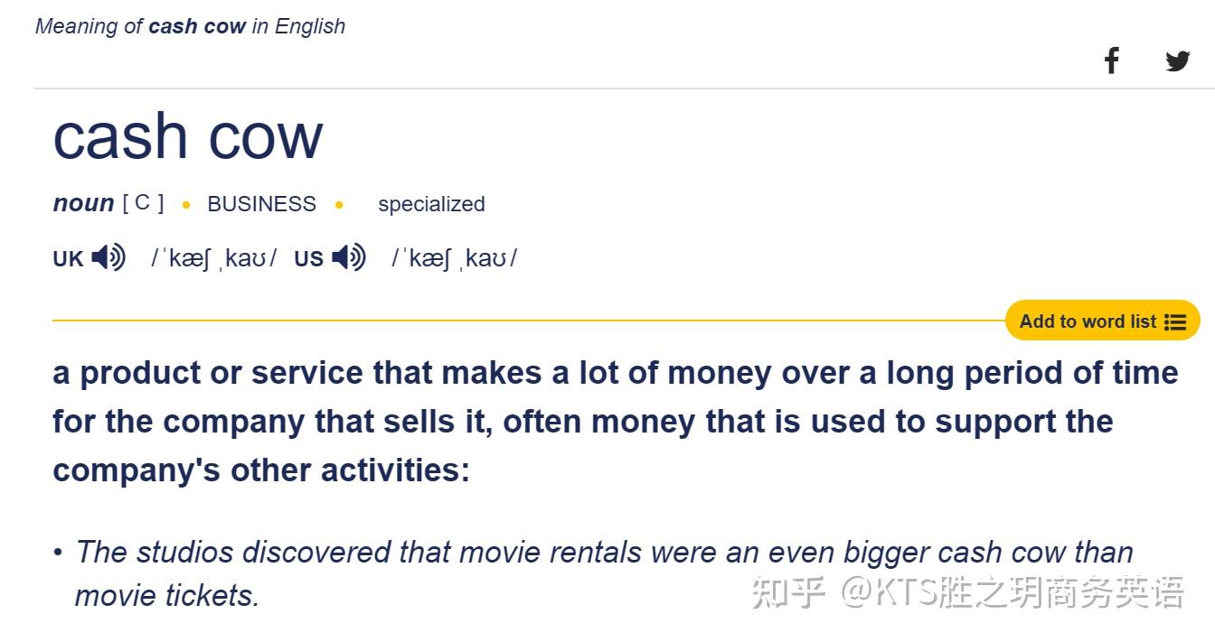 商务英语表达|Cash Cow是什么意思？“现金奶牛”？ - 知乎
