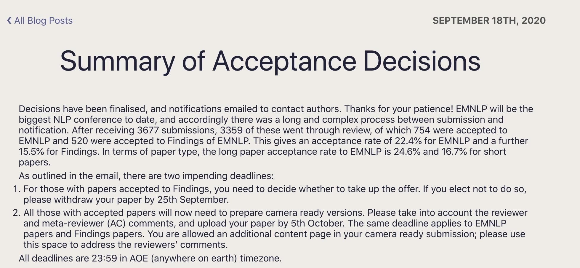 EMNLP2020录取率出炉，main conference+Findings共37.9% - 知乎