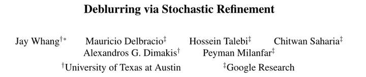 Deblurring via Stochastic Refinement（CVPR2022） - 知乎