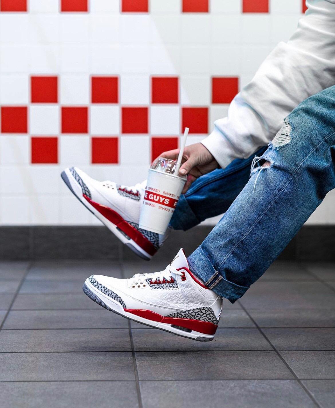 乔丹 Air Jordan 3 Retro Cardinal Red 孔雀白酒红中帮篮球鞋 - 知乎
