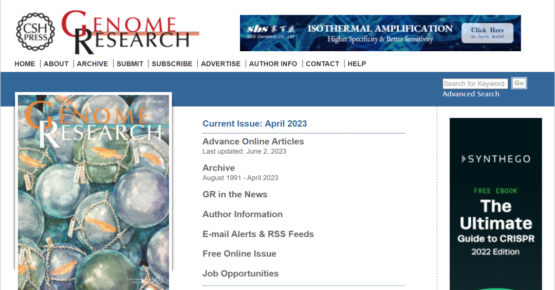 生物信息/微生物组期刊推荐：Genome Research - 知乎