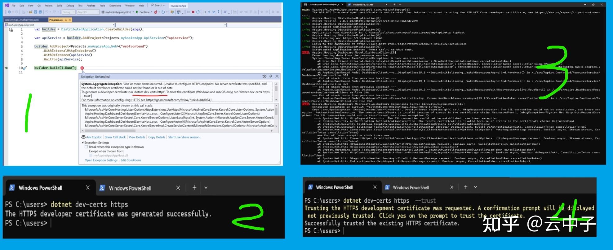 【Azure Developer】.NET Aspire 项目本地调试遇 Grpc.Core.RpcException 异常( Error starting gRPC call ... ) - 知乎