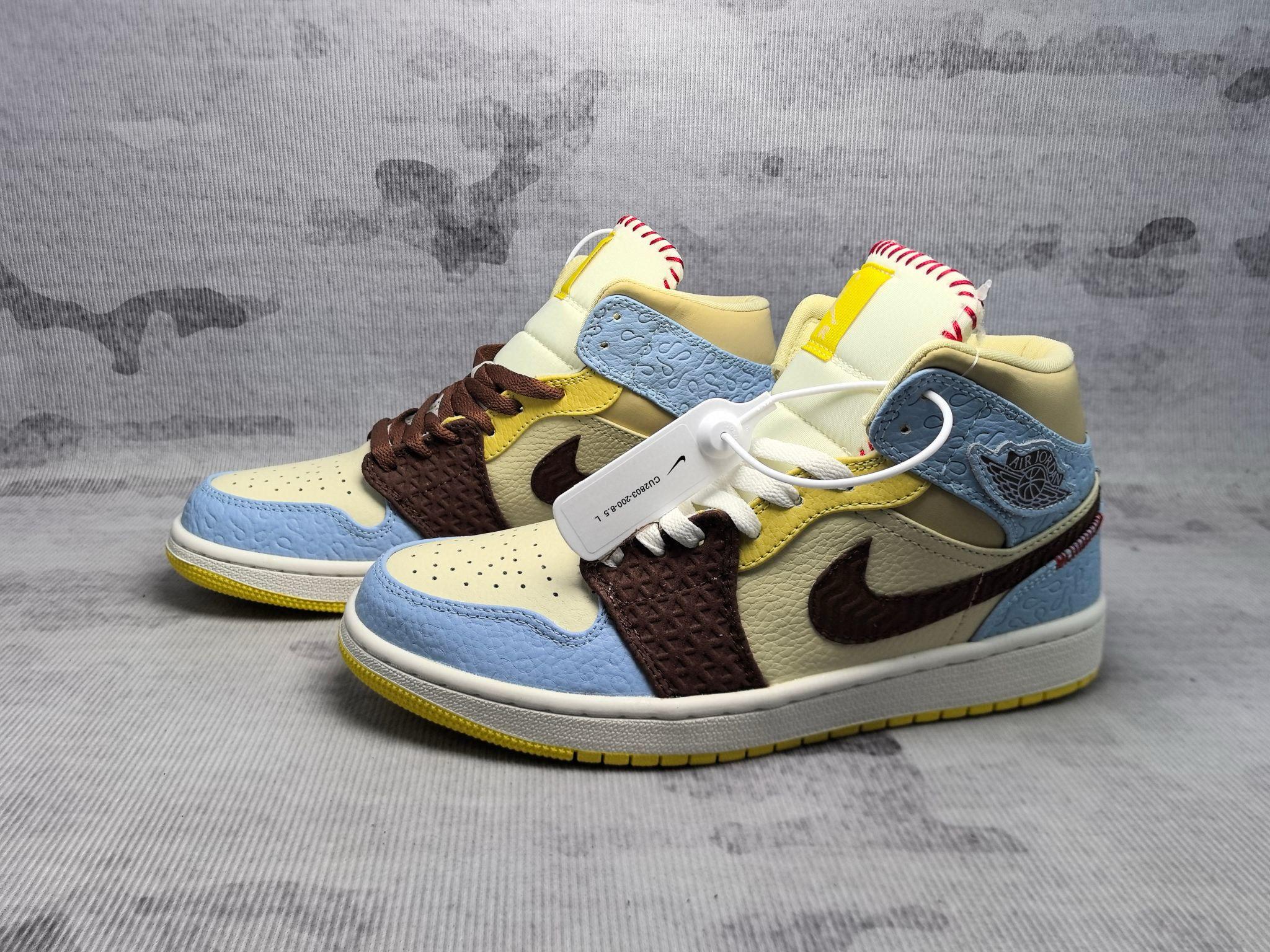乔丹 Air Jordan 1 Mid Fearless x Maison Chateau 非洲风情蓝黄中帮复古篮球鞋 - 知乎