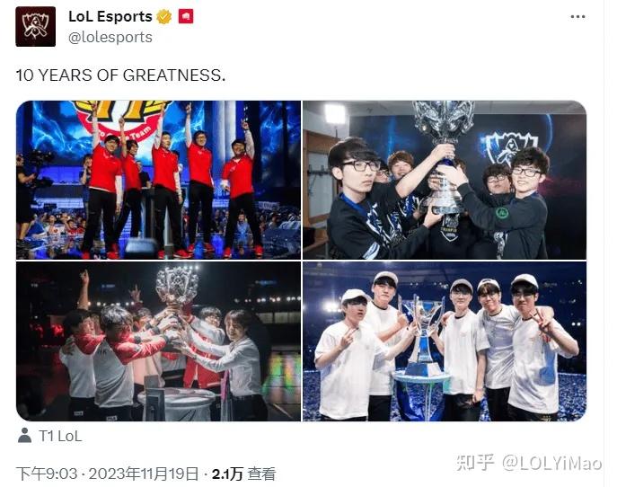 LoL Esports分享Faker四次捧起世界赛奖杯照片：伟大的十年 - 知乎