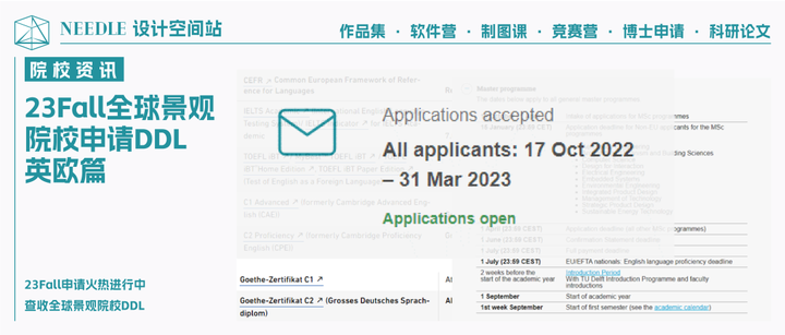【院校资讯】英欧篇 | 23Fall全球景观院校申请DDL合集 | Needle景观院校资讯vol.06 - 知乎