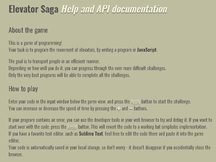 酷站推荐 - play.elevatorsaga.com - Elevator Saga | JavaScript电梯传奇 - 知乎