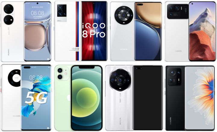 2022年8月，5000元以上高端旗舰手机配置对比，如何选择？（华为P50Pro、iQOO10、小米12S Ultra、荣耀magic4Pro、vivoX80Pro、iPhone13、三星 ...