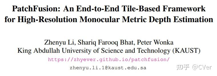 CVPR 2024 | 涨点！PatchFusion：高分辨率单目度量深度估计框架 - 知乎