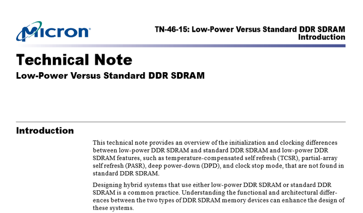 DDR 学习时间 (Part A - 3)：翻译 Micron DDR TN-46-15： 低功耗与标准 DDR SDRAM 对比 - 知乎