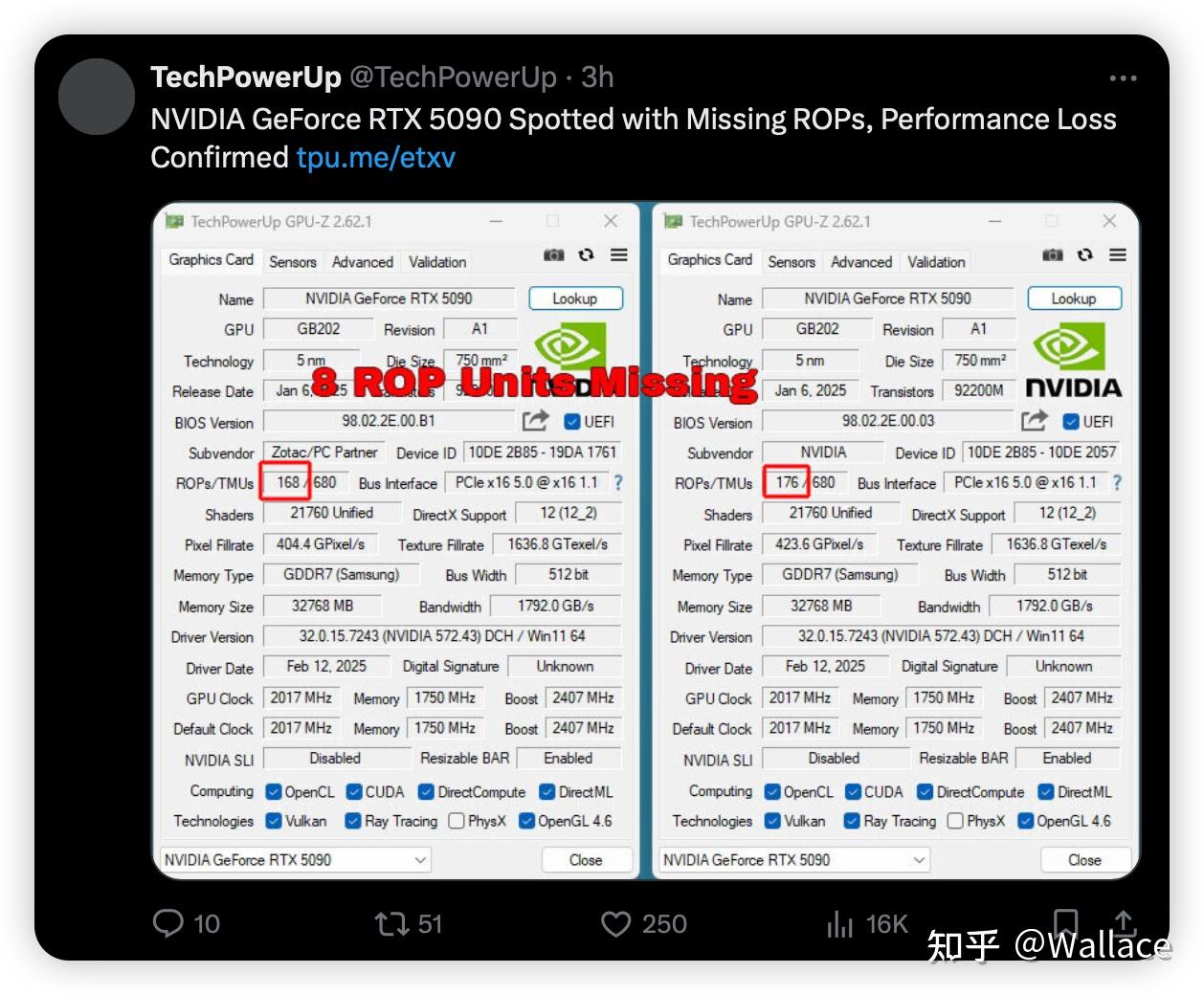 多款RTX5090少了8组ROP单元｜显卡日报2月22日 - 知乎