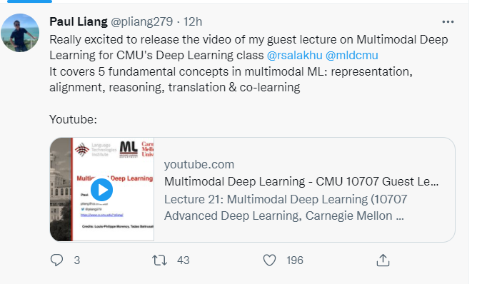 什么是多模态ML？CMU-Paul Liang170页PPT讲述《多模态机器学习》，阐述多模态深度学习5大进展，附ppt与视频 - 知乎