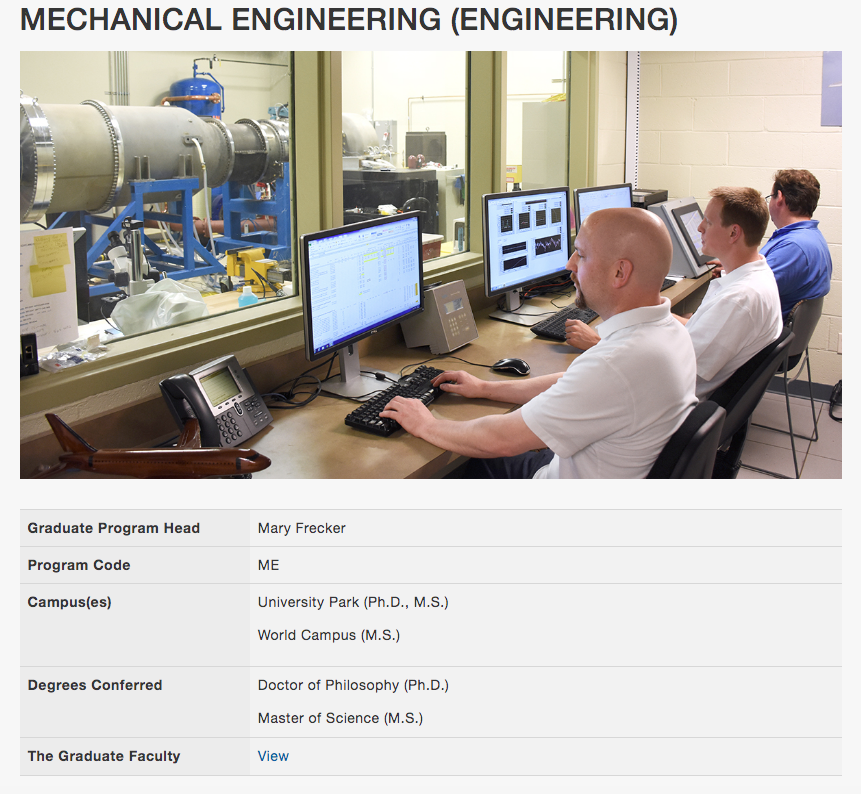 美国研究生项目 | 宾夕法尼亚州立大学 - 机械工程硕士 The Pennsylvania State University－MS in ...