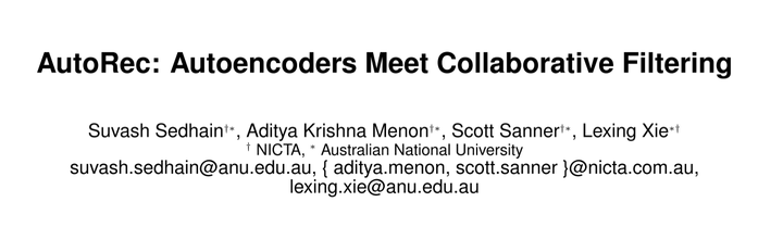 AutoRec: Autoencoders Meet Collaborative Filtering - 知乎