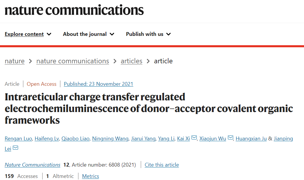Nature Commun：COF电化学荧光！ - 知乎