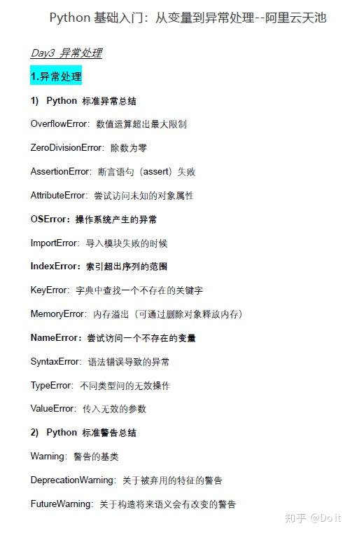 Python 基础入门：从变量到异常处理 阿里云天池day3） 知乎 5885