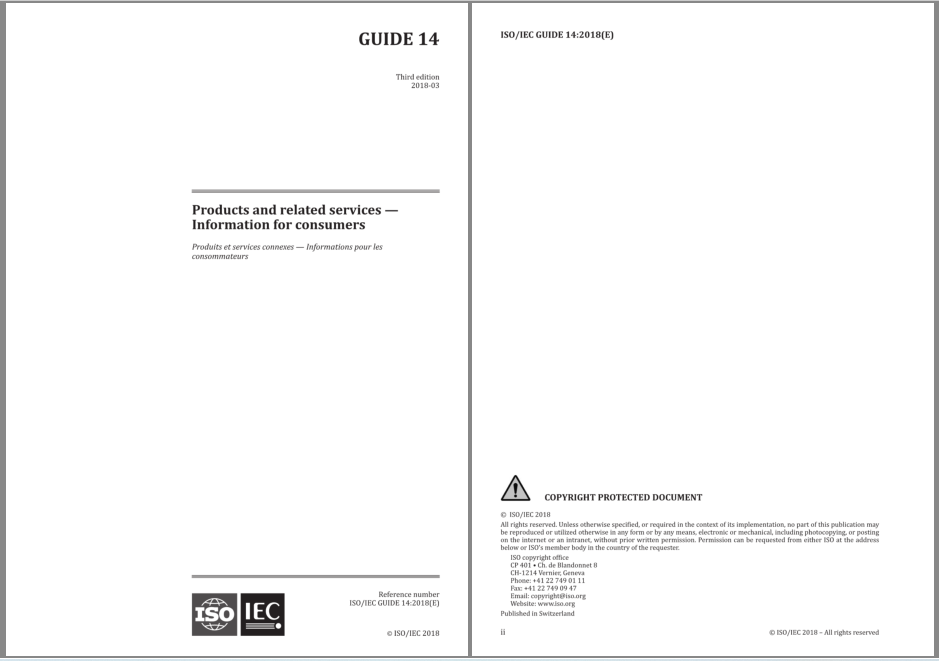 标准指南ISO/IEC GUIDE 14-2018（原版PDF）（ISO/IEC中文版翻译） 消费者对货物购买信息和服务 - 知乎
