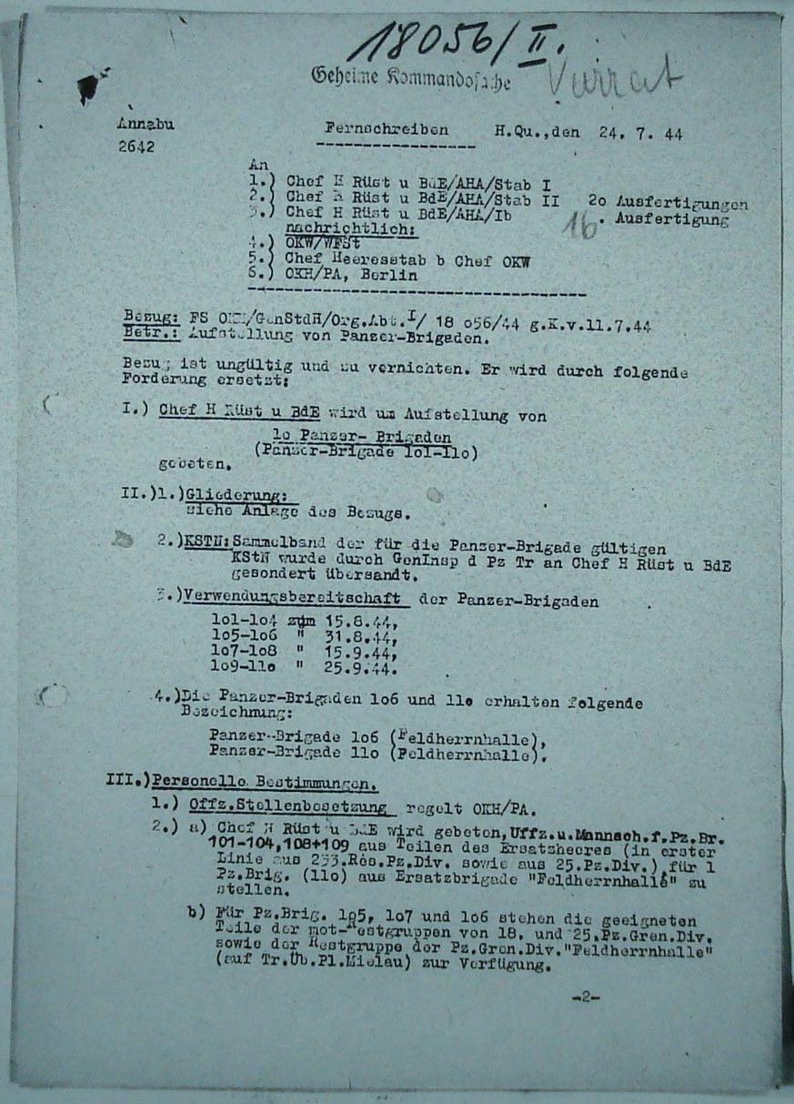 1944年德军装甲旅Panzer-Brigade：7月11日第一版编制 - 知乎