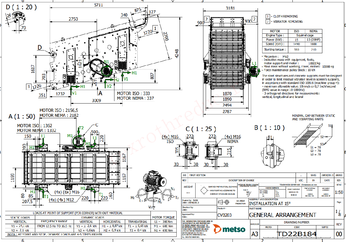 Metso美卓CVB系列斜面振动筛图纸CVB102/103/104/202/203/204/302/303/304/402/403/502 ...