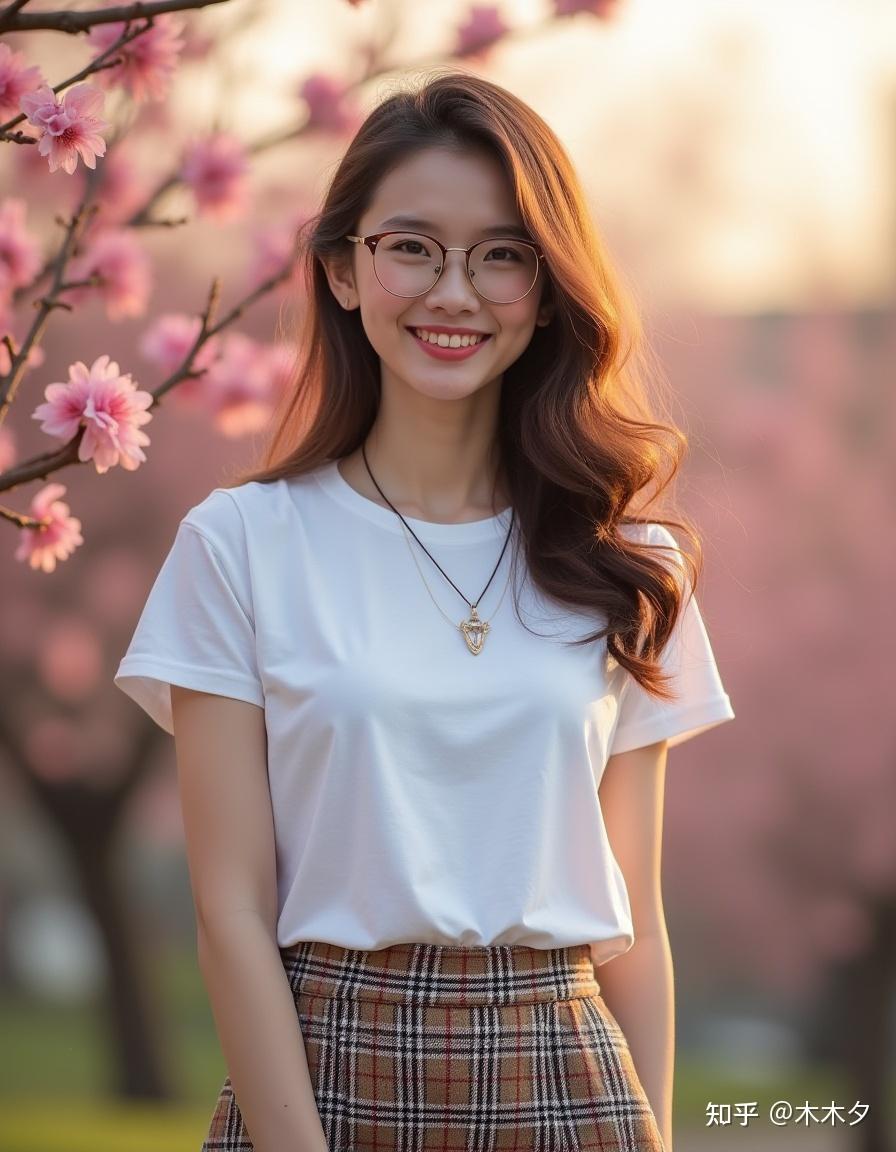 JK，格子裙，白T恤，眼镜 | FluxDev | 提示词 - 知乎