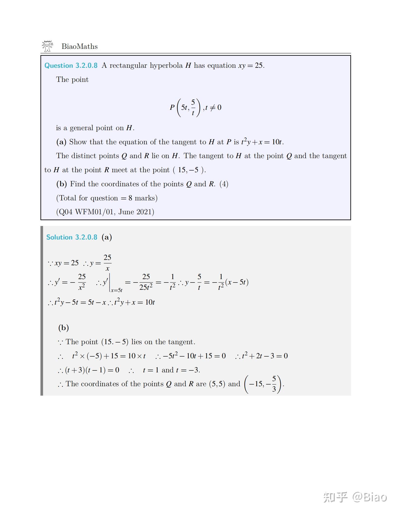 Edexcel FP1 Parabolas and hyperbolas (1) - 知乎