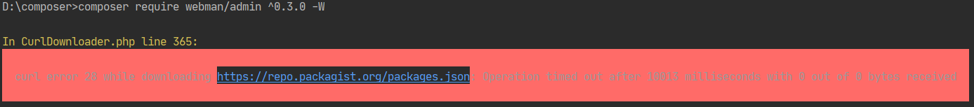 Composer安装webman官方admin出现：curl error 28 while downloading - 知乎