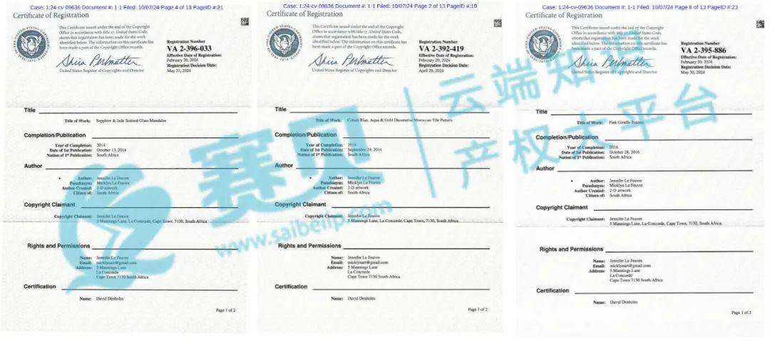 【24-cv-9629】艺术家Jennifer Le Feuvre TRO版权维权，这几张图片千万不能使用！未开始冻结账户！ - 知乎