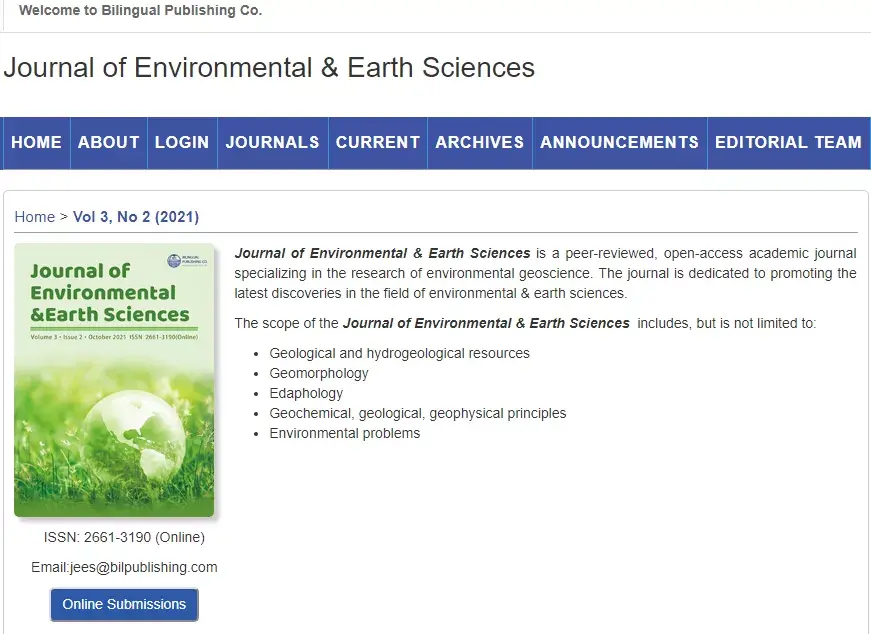 祝贺Journal of Environmental & Earth Sciences被知名数据库EI收录 - 知乎