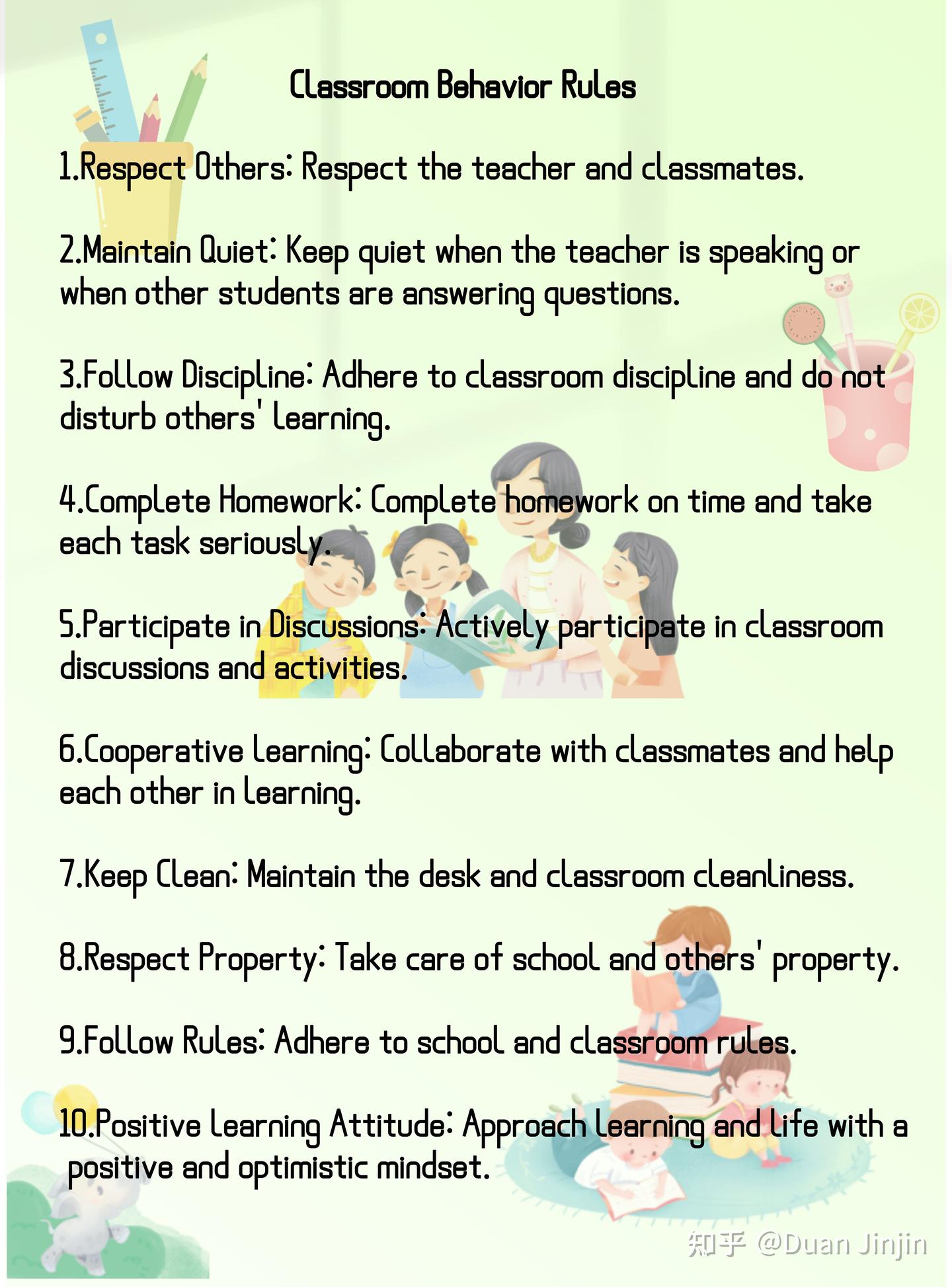10 rules for classroom behavior - 知乎