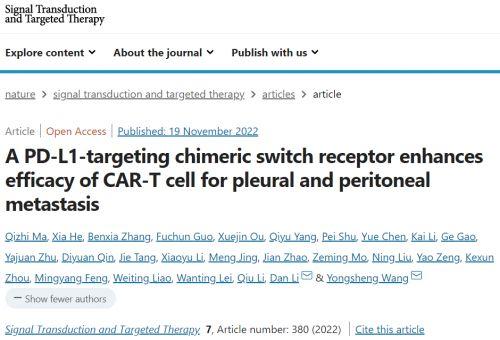 STTT | 发现PD-L1靶向受体增强CAR-T细胞对胸膜和腹膜转移的疗效 - 知乎