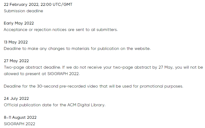 学术橙 | 知名EI会议征稿 | SIGGRAPH 2022：计算机、艺术与设计、游戏、动画、教育方向 - 知乎