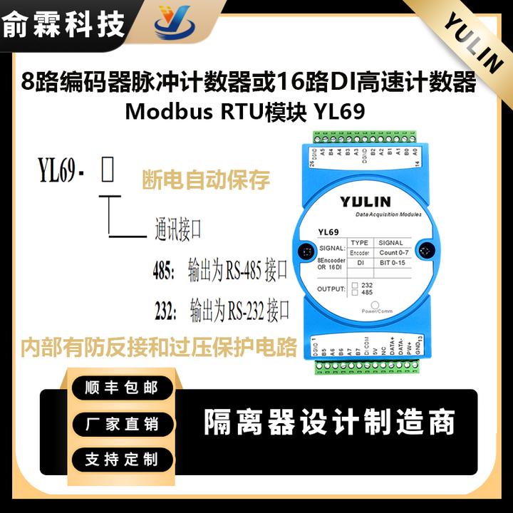 8路编码器脉冲计数器或16路DI高速计数器，Modbus RTU模块 YL69-485 - 知乎