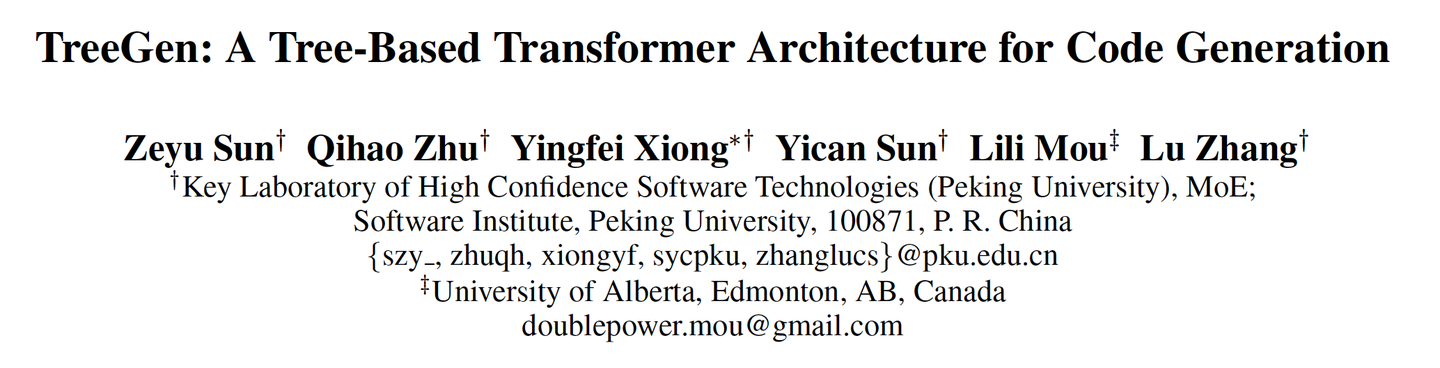 TreeGen: A Tree-Based Transformer Architecture for Code Generation - 知乎