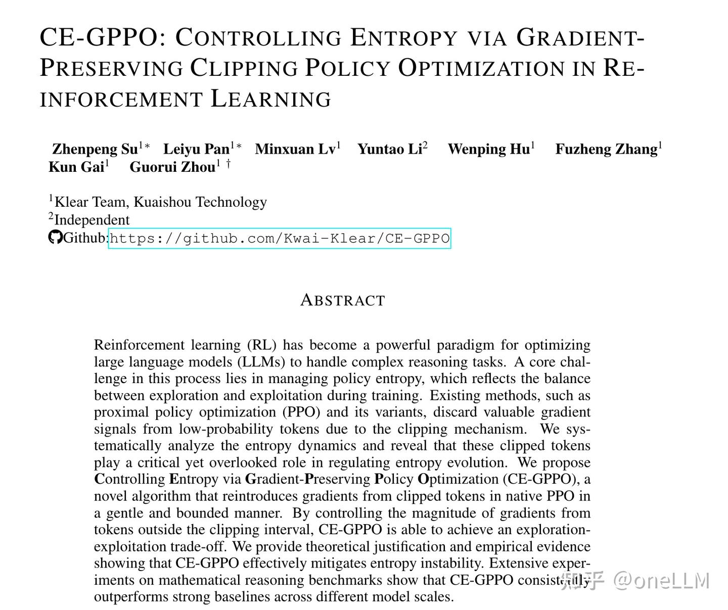 CE-GPPO：通过梯度保留裁剪策略优化控制强化学习中的熵 - 知乎