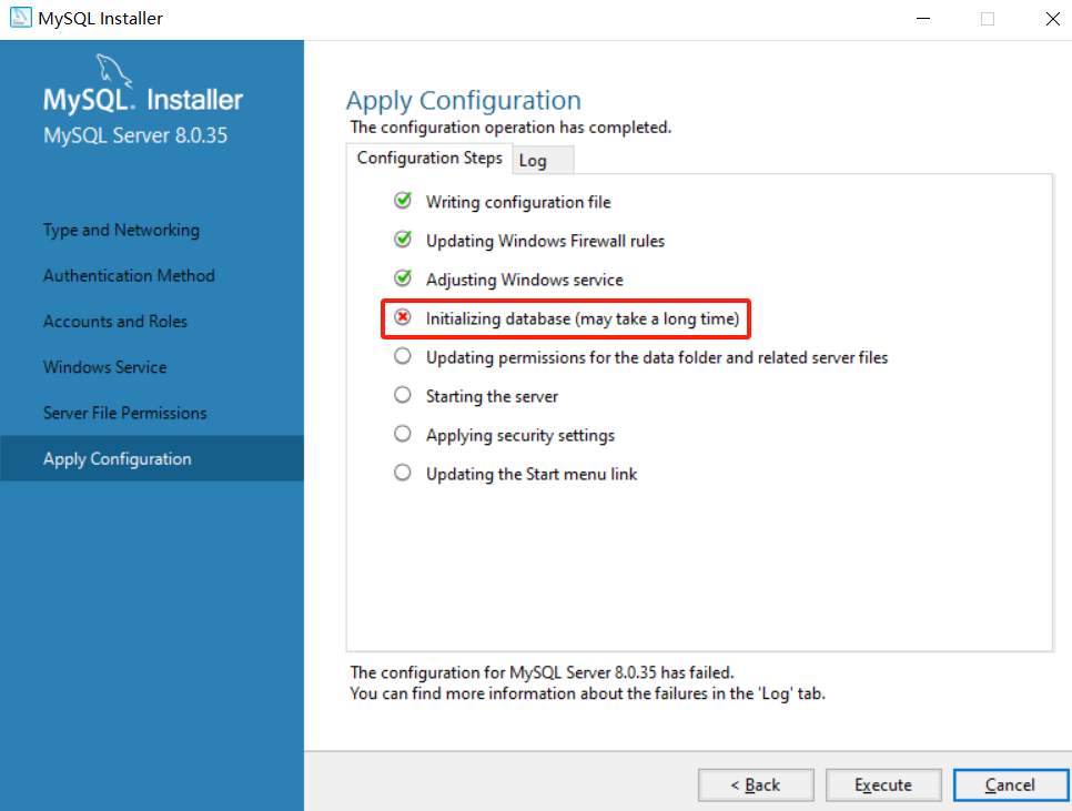 安装MySQL时提示数据库初始化失败 - 知乎