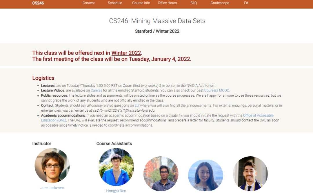斯坦福CS246《大数据挖掘》2022课程开始了！Jure Leskovec大牛主讲，附课程PPT下载 - 知乎