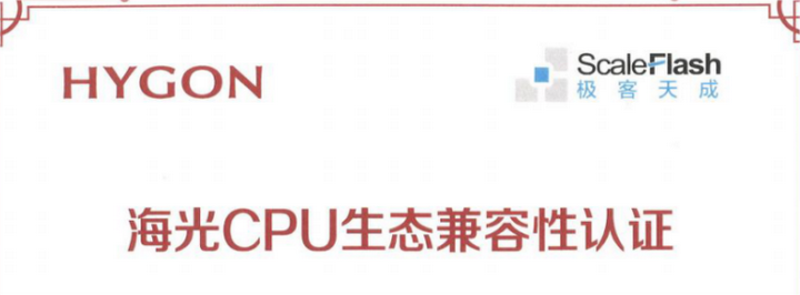 极客天成ScaleFlash与海光兼容互认证 - 知乎