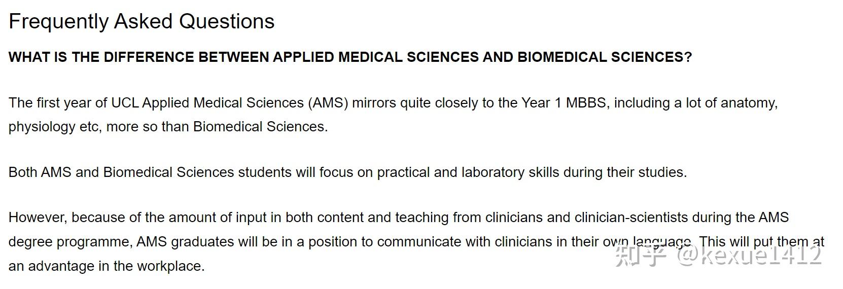 想问一下ucl的biomed和applied medical science 有什么区别嘛? - 知乎