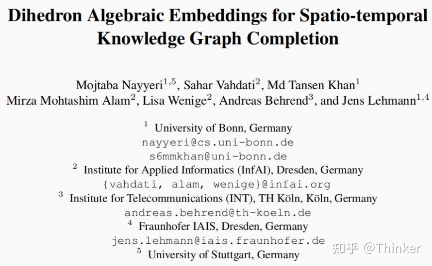 Dihedron Algebraic Embeddings for Spatio-temporal Knowledge Graph Completion - 知乎