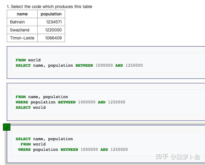 【刷题】SQLZOO（1-6） - 知乎