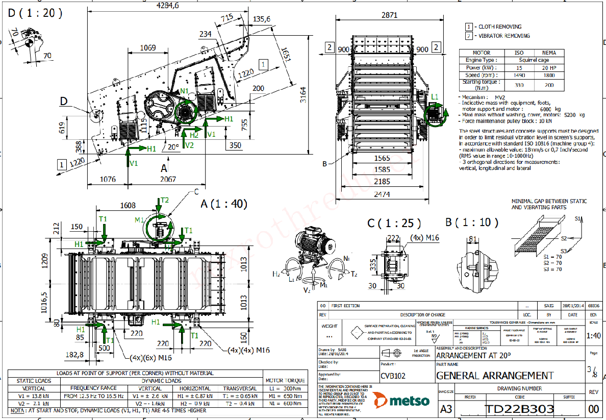 Metso美卓CVB系列斜面振动筛图纸CVB102/103/104/202/203/204/302/303/304/402/403/502 ...