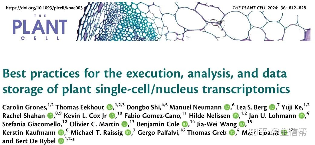 【Plantcell综述】植物单细胞、细胞核转录组学的执行、分析和数据存储的最佳实践 - 知乎