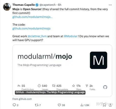 Mojo，比 Python 快 90,000 倍，终于开源了！刚刚推出，已突破 17,000 颗星 - 知乎