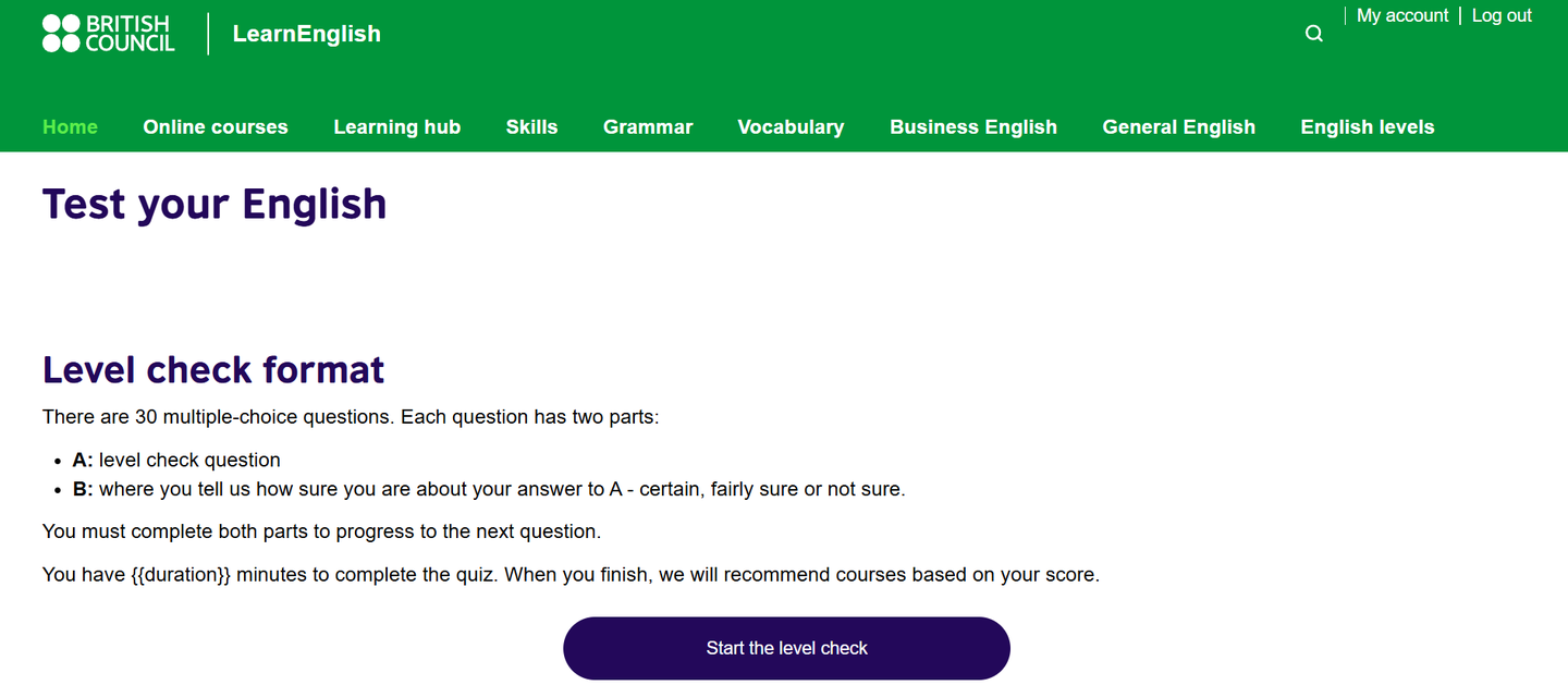 British Council's Online English level test 英国文化协会的在线英语水平测试 - 知乎