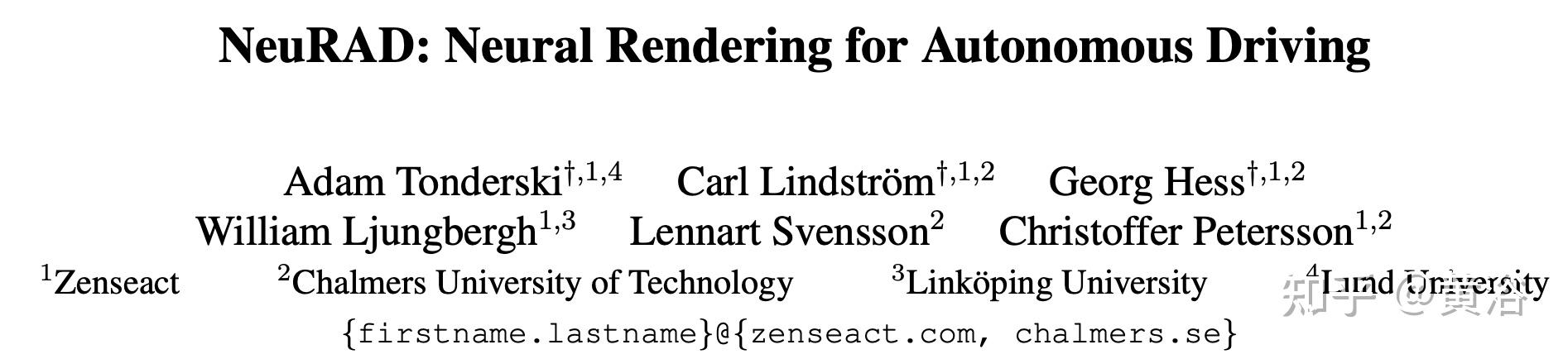 NeuRAD：自动驾驶的神经渲染 - 知乎