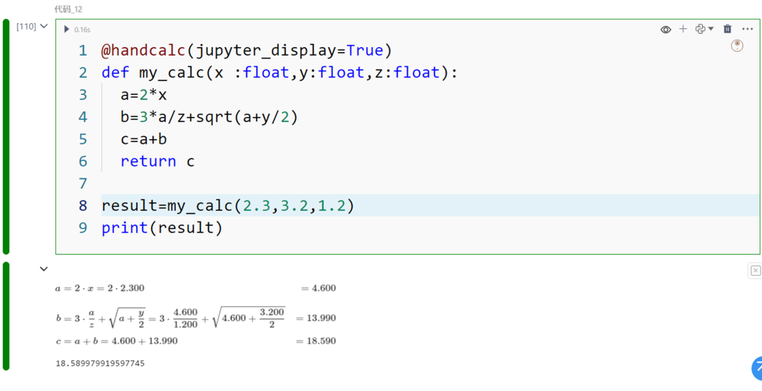 Handcalcs，让python科学计算过程更清晰 - 知乎