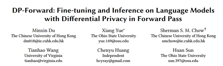DP-Forward Fine-tuning and Inference on Language Models with Differential Privacy in Forward ...