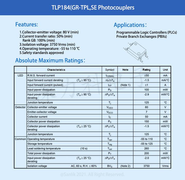 电源技术中的光电耦合器TLP184(GR-TPL,SE的应用 - 知乎